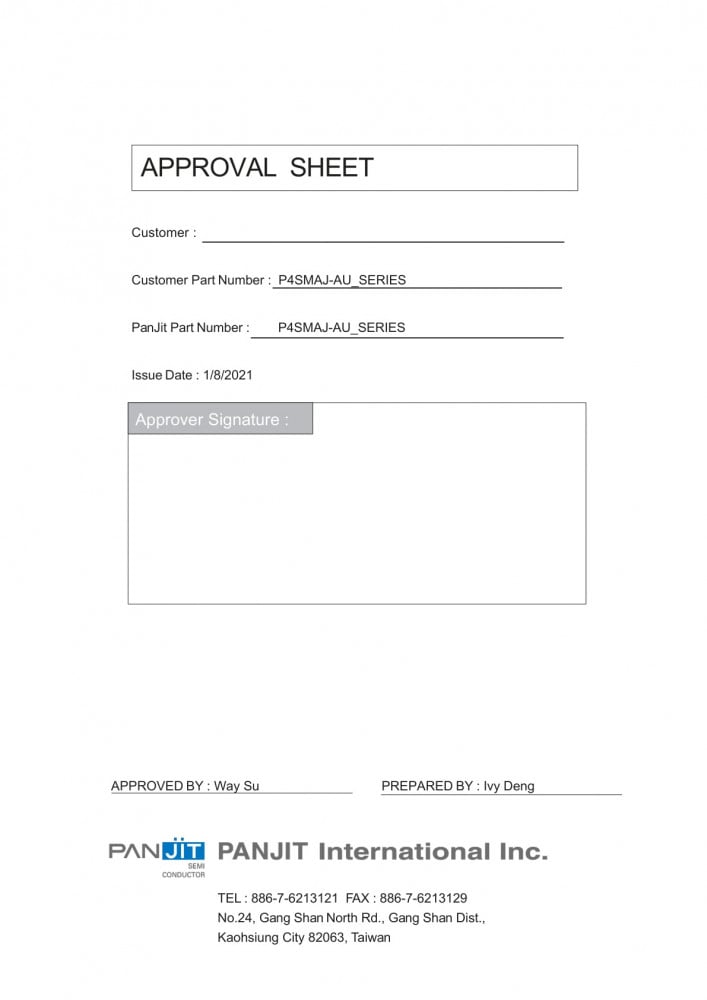 PANJIT P4SMAJ-AU series datasheet page 1