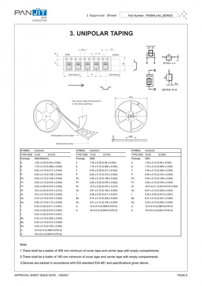 PANJIT P4SMAJ-AU series datasheet page 10