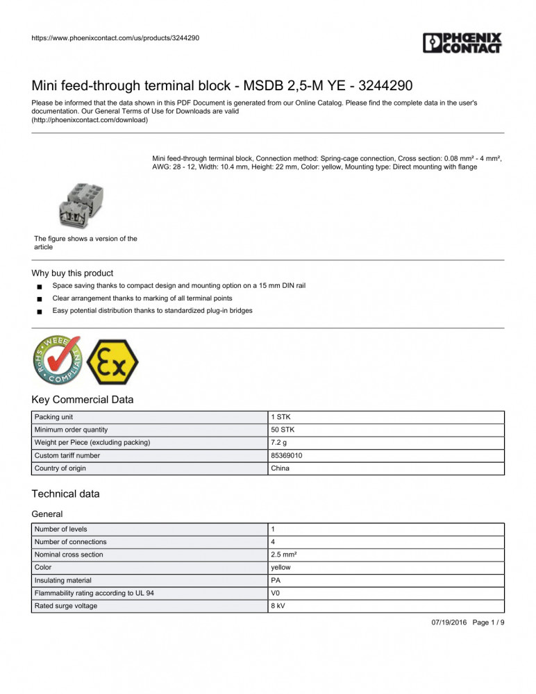 Phoenix Contact 3244290 technical document page 1