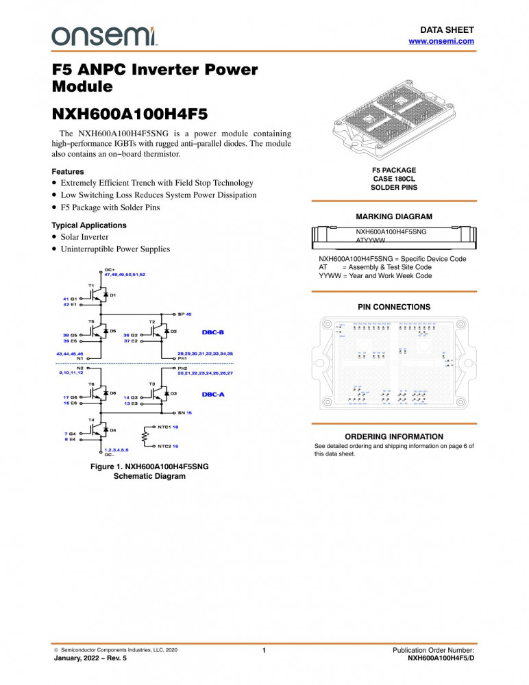 NXH600A100H4F5SNG datasheet page 1