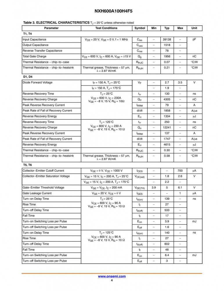 NXH600A100H4F5SNG datasheet page 4