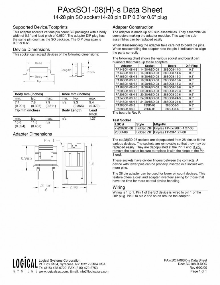 Logical Systems PAxxSO1-08(H)-s datasheet page