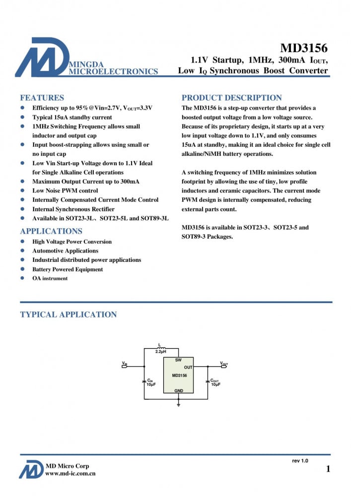 MD3156 datasheet page 1