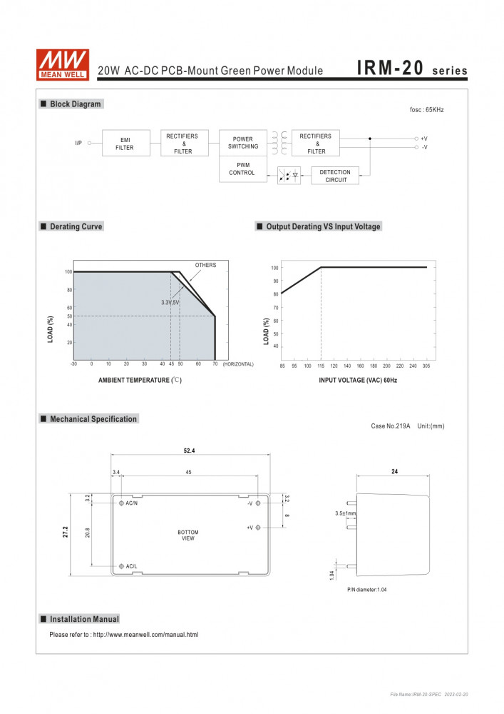 MEAN WELL IRM-20-15 datasheet page 3