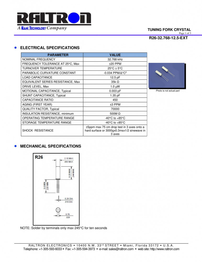 R26-32.768-12.5-EXT technical document page 1