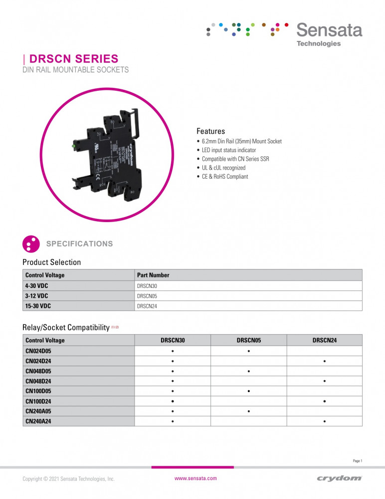 DRSCN series product documentation page 1
