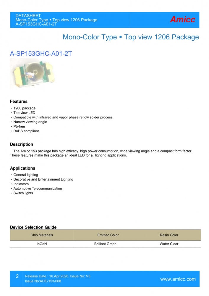 A-SP153GHC-A01-2T datasheet page 2