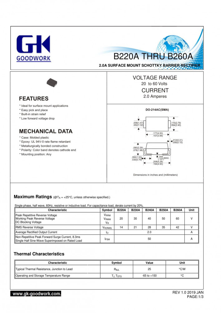 GOODWORK B230A datasheet page 1