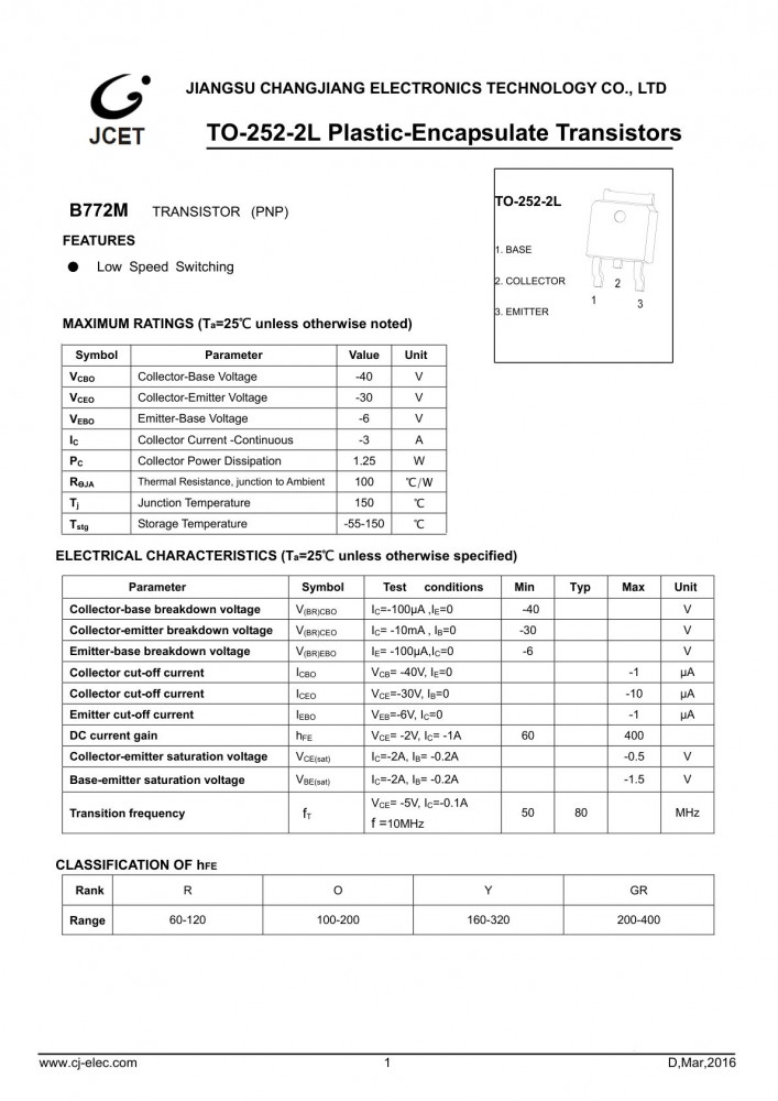 B772M datasheet page 1