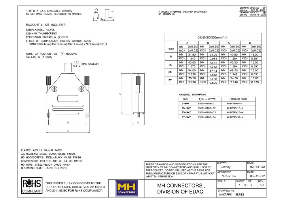 MH CONNECTORS MHDTPPK series datasheet page 1