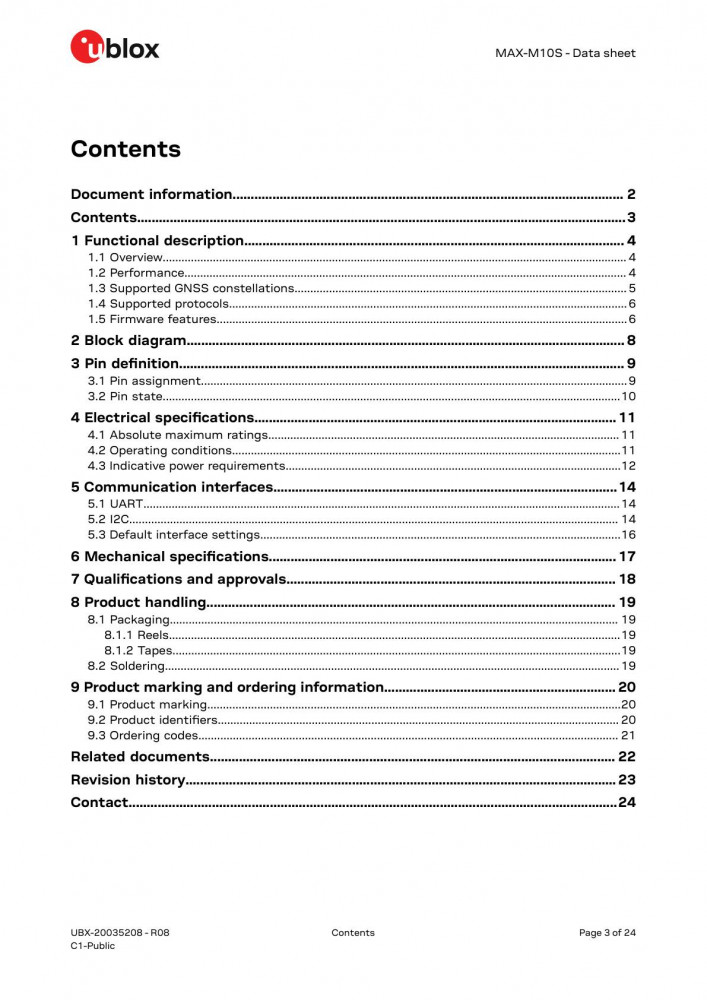 MAX-M10S datasheet preview, page 3