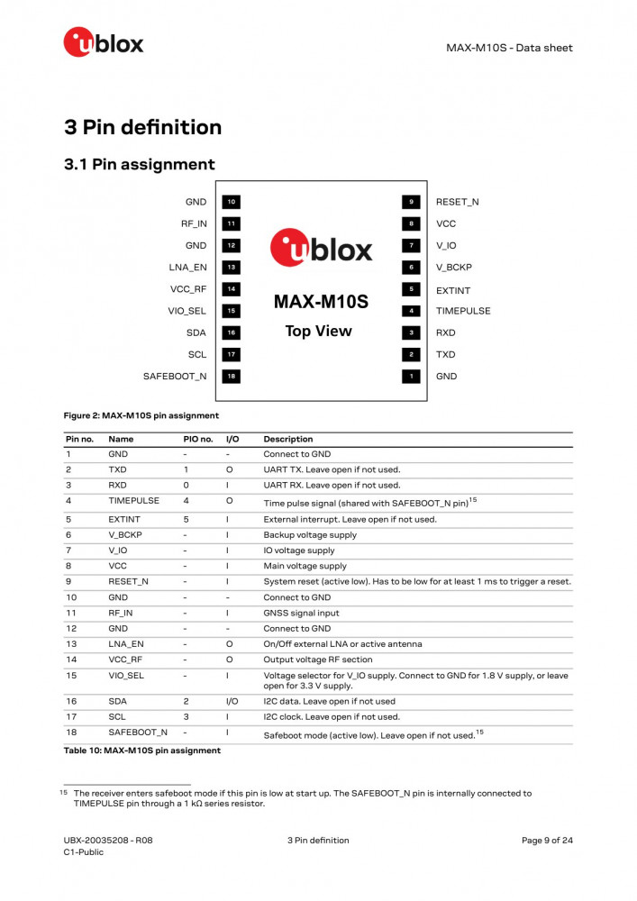 MAX-M10S datasheet preview, page 9
