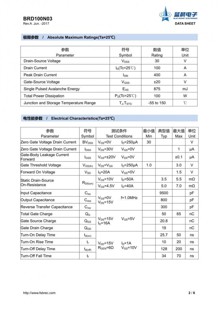 BRD100N03 datasheet page 2