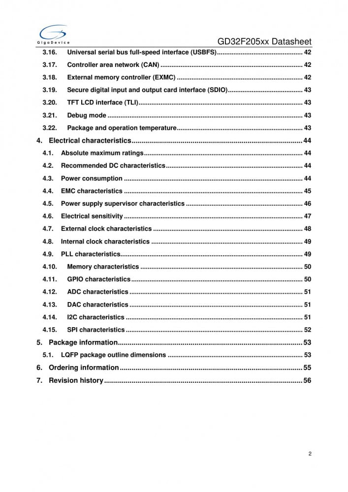 GD32F205xx datasheet page 3