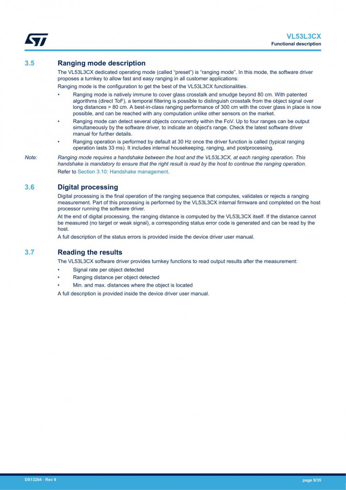 VL53L3CX document page 9