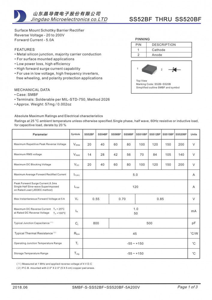 SS515BF datasheet page 1
