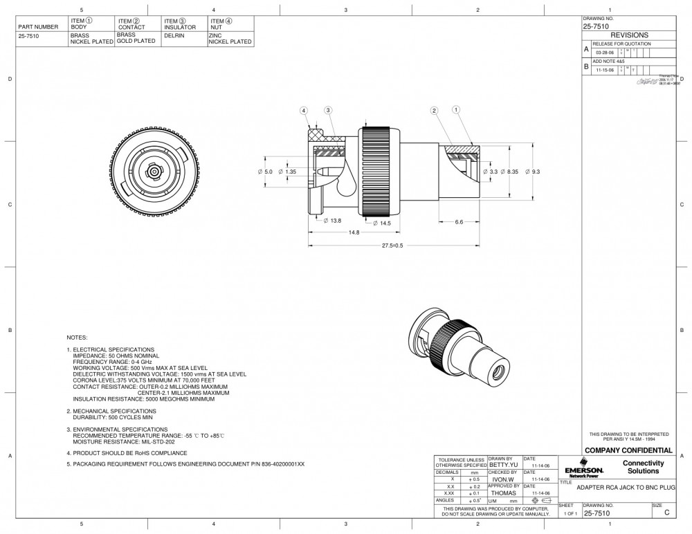 Bel Fuse CP-AD-515 technical drawing reference