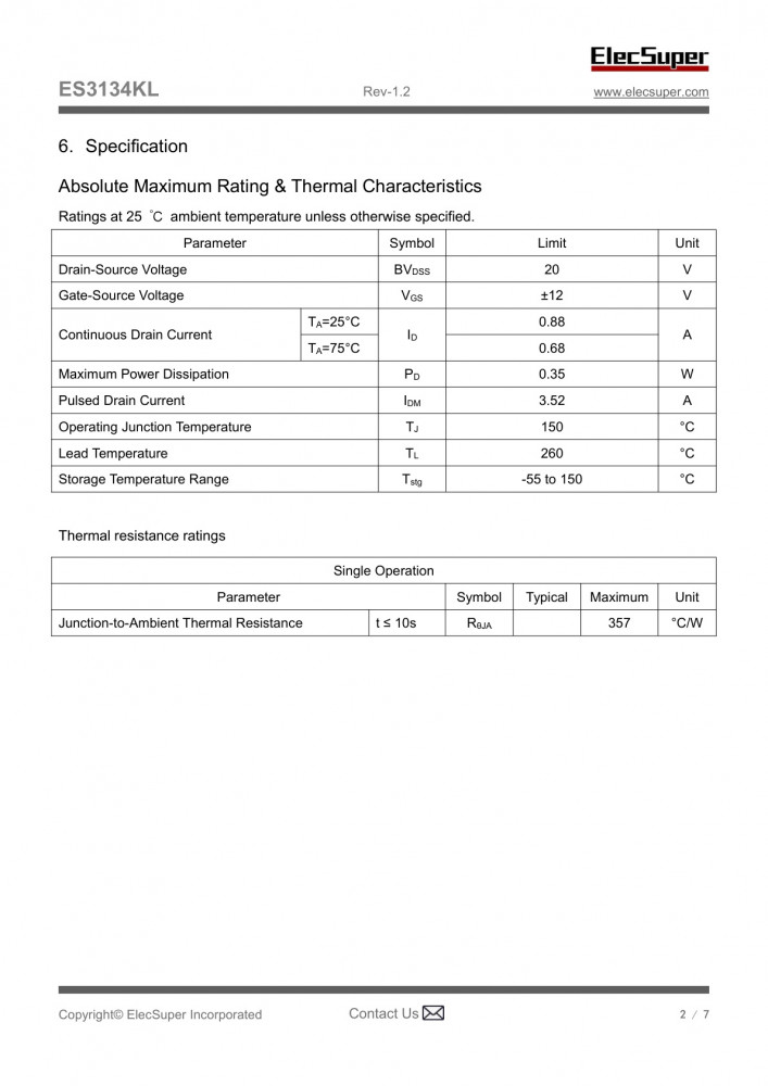 ES3134KL datasheet page 2