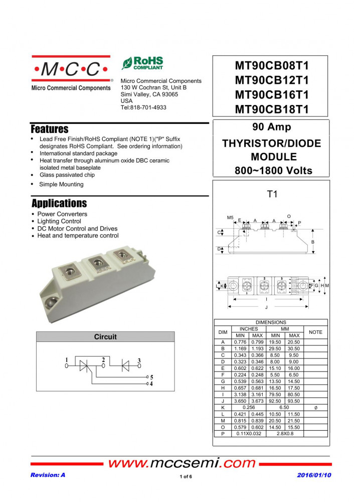 MT90CB16T1-BP datasheet page 1