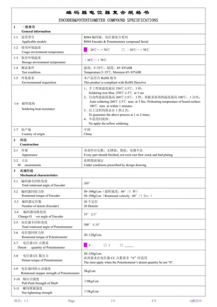 CTR R084 specification page 1