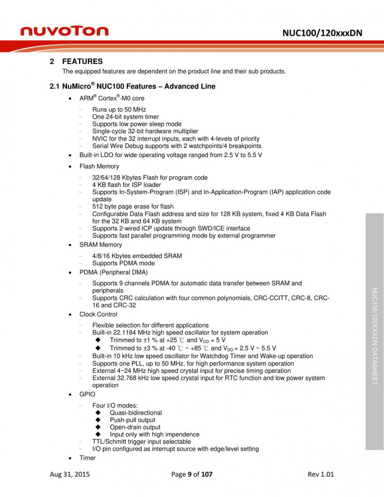 NUC100RD2DN datasheet page 9