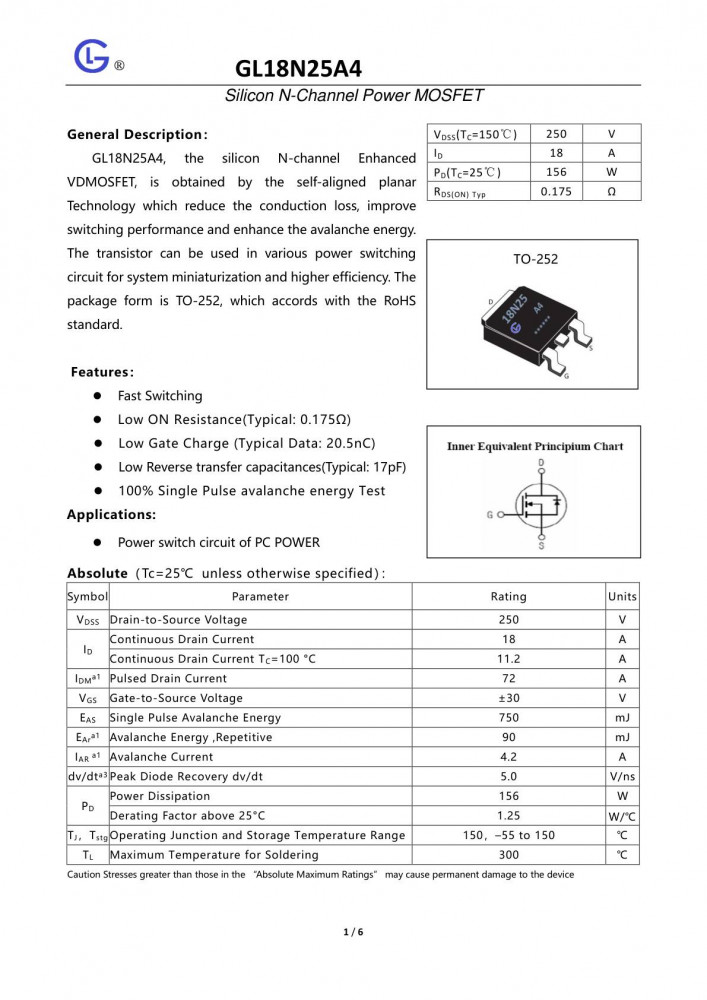 GL18N25A4 datasheet page 1