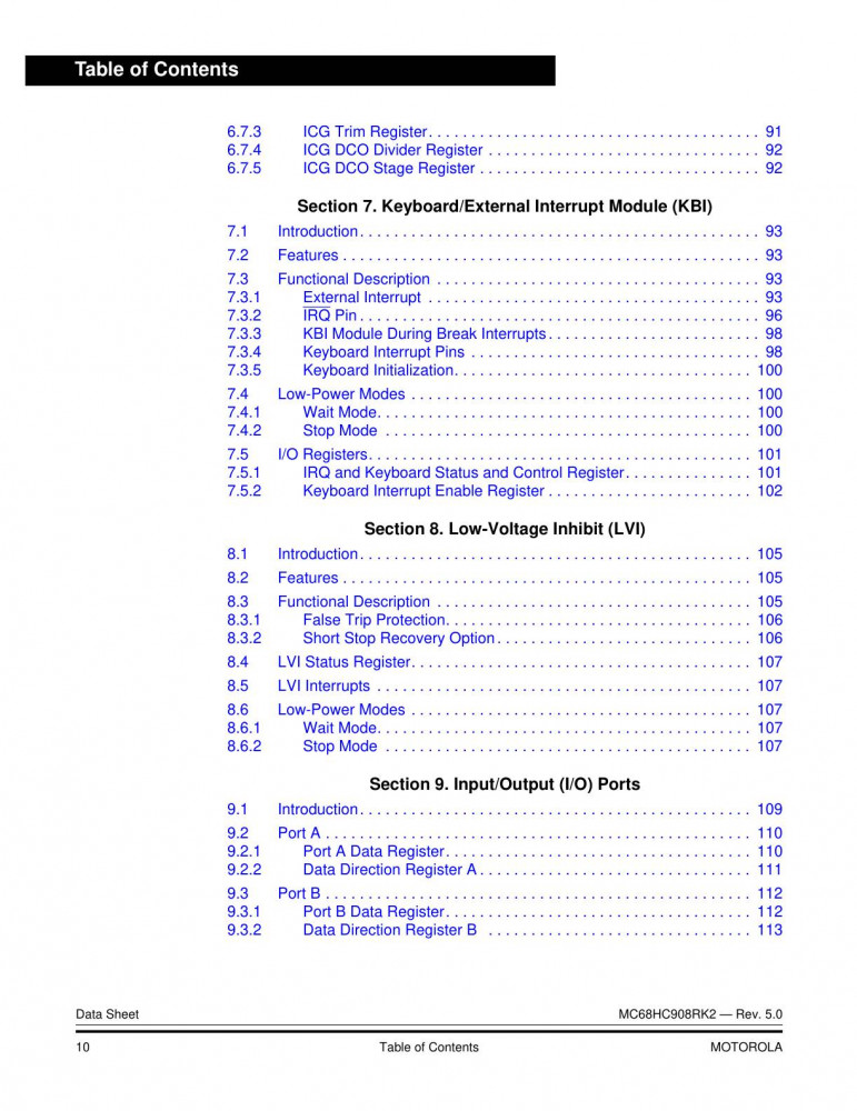MC68HC908RK2 datasheet page 10