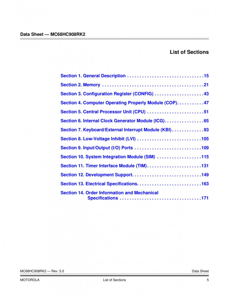 MC68HC908RK2 datasheet page 5
