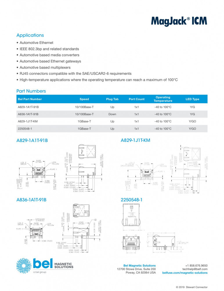 Bel Fuse A836-1A1T-91B technical document page 2