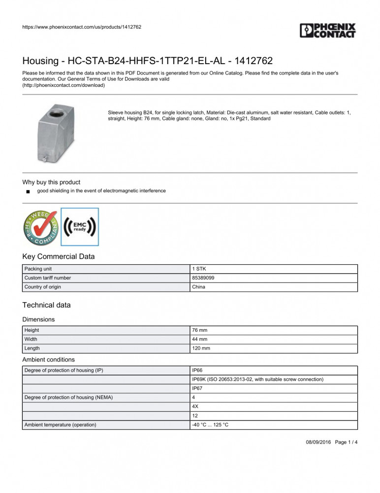 Phoenix Contact 1412762 technical document page 1