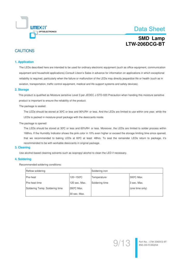 LTW-206DCG-BT datasheet page 9