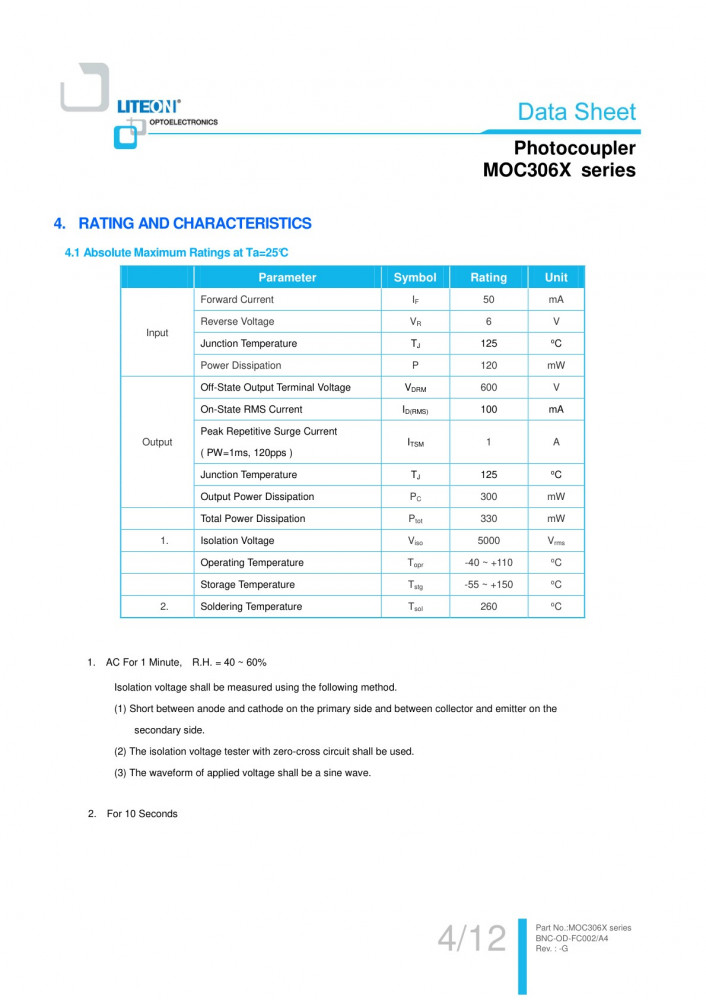 MOC3063 series datasheet page 5