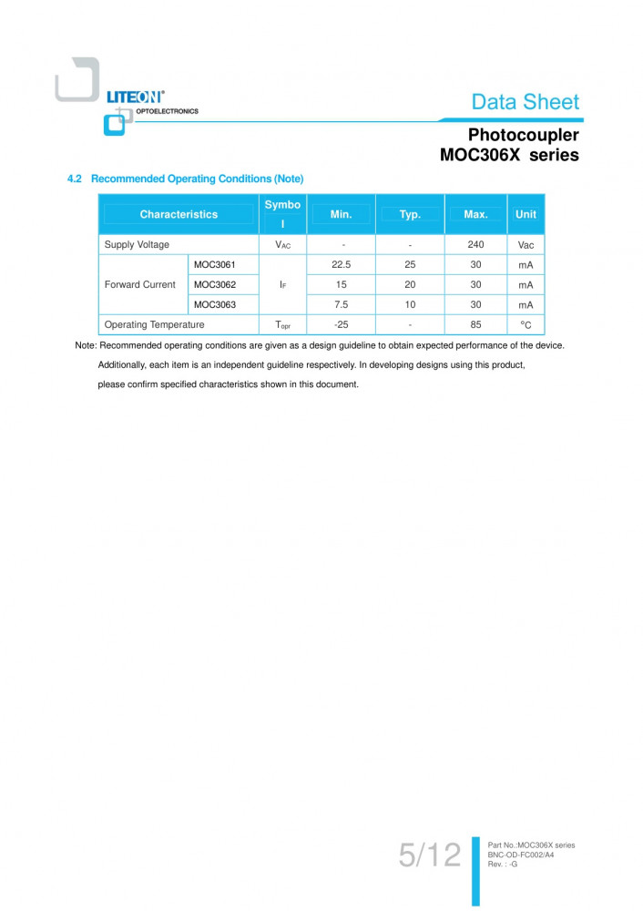 MOC3063 series datasheet page 6