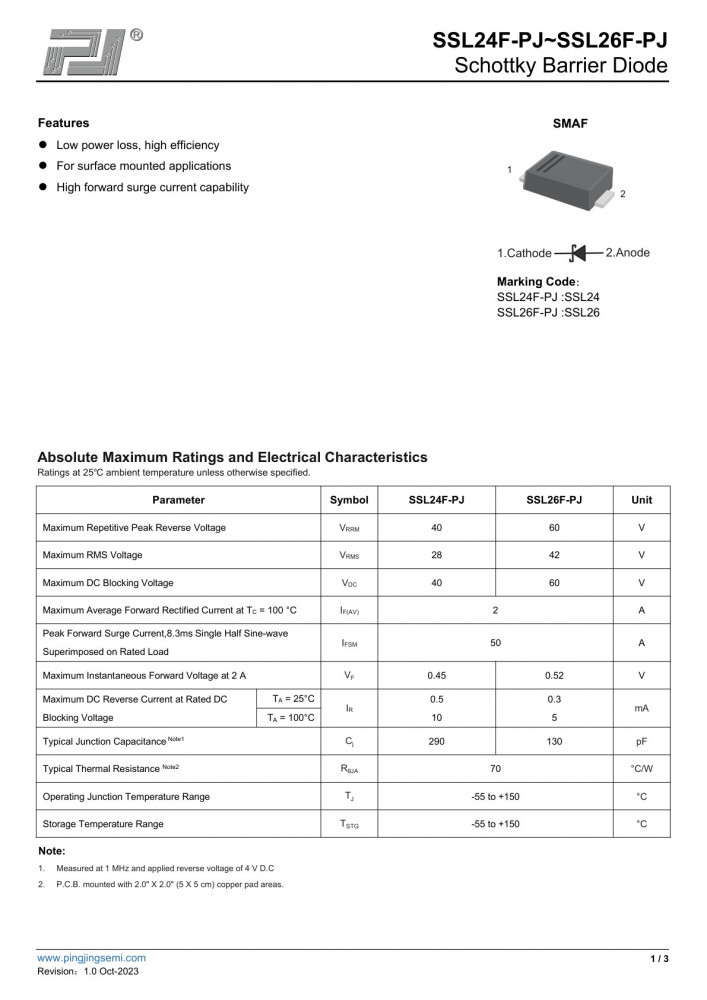 SSL24F-PJ technical document page 1