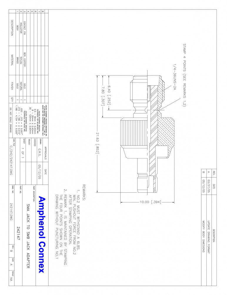 Amphenol 242147 technical drawing