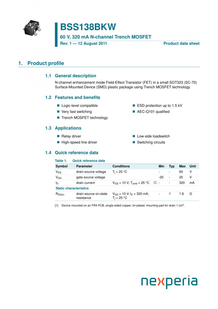 BSS138BKW datasheet page 1