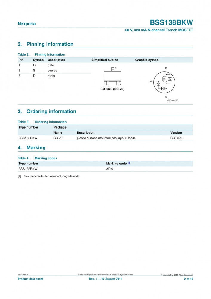 BSS138BKW datasheet page 2