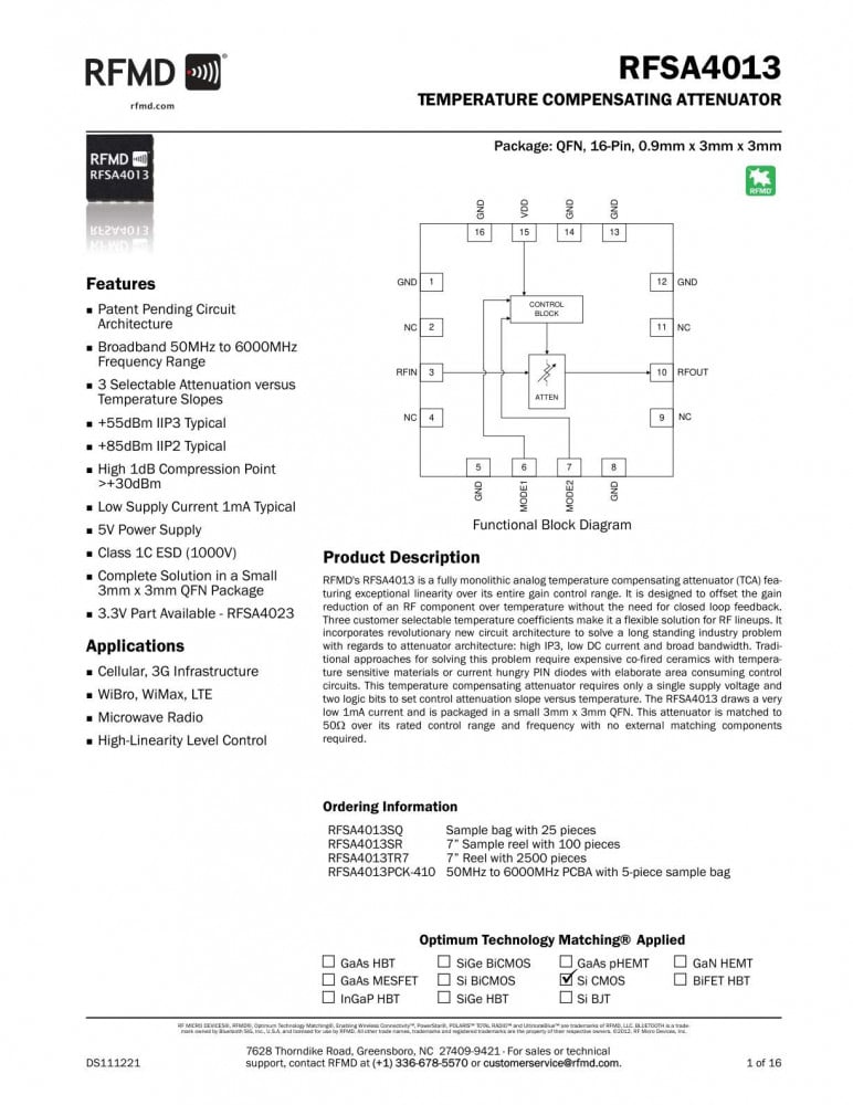 RFSA4013SR datasheet page 1