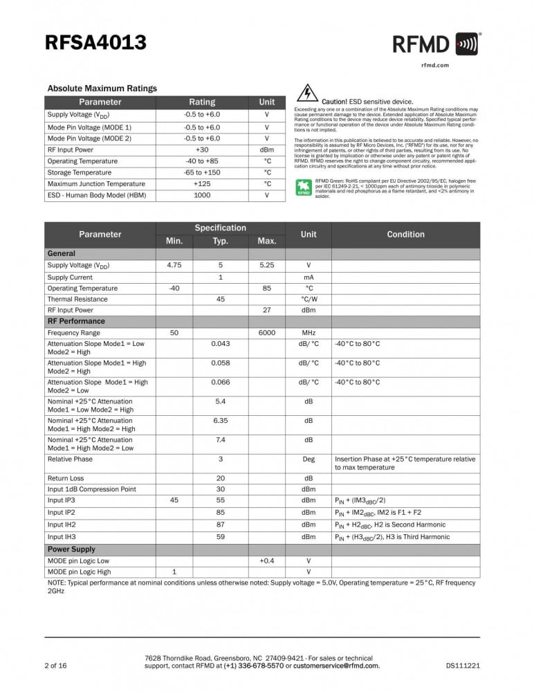 RFSA4013SR datasheet page 2