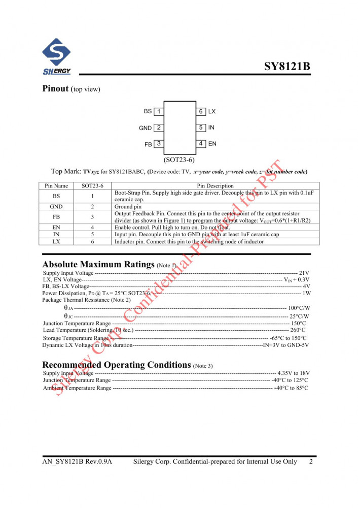 SY8121BABC datasheet page 2