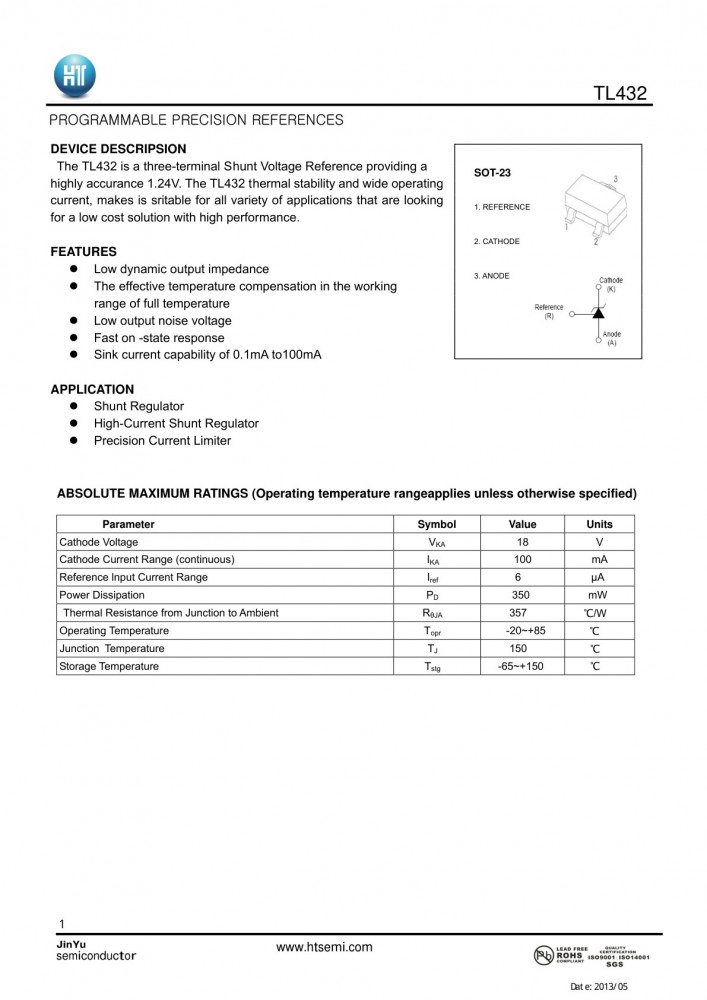 TL432 technical document page 1