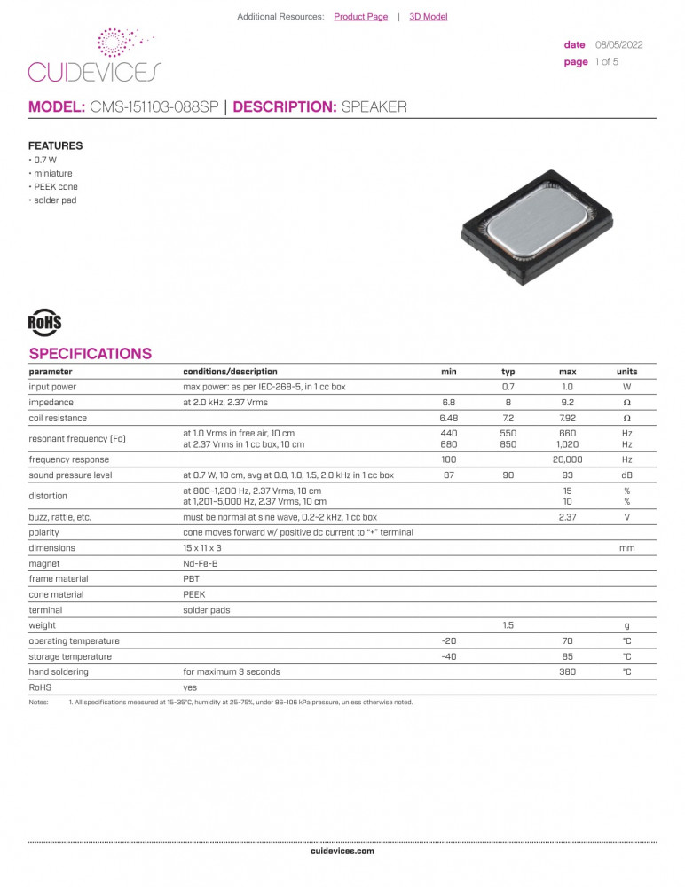 CMS-151103-088SP datasheet page 1