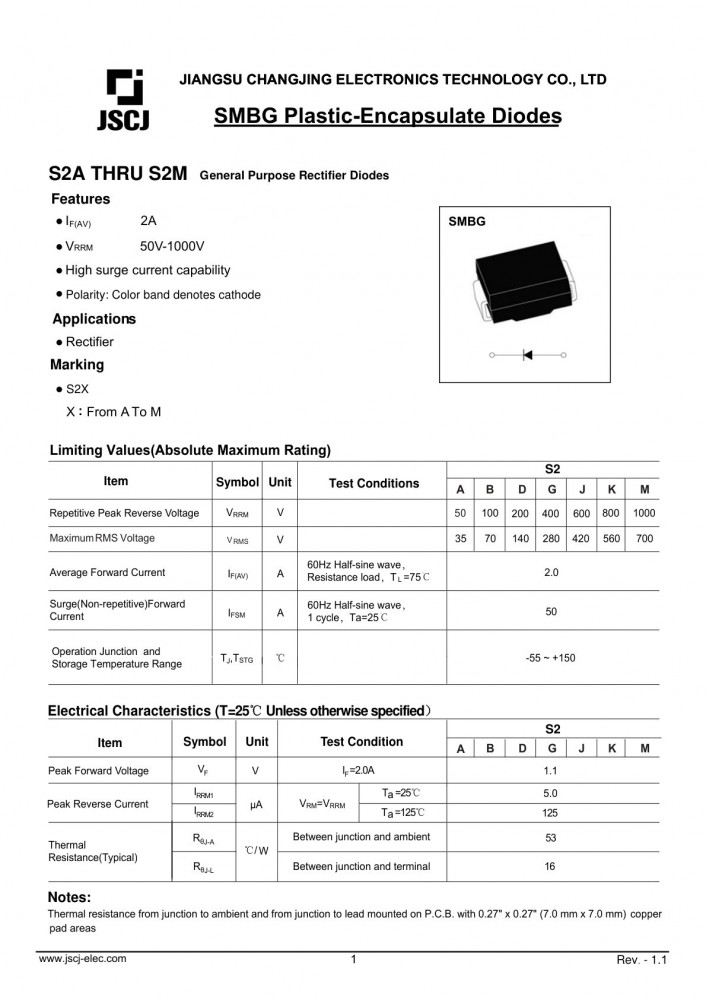 JSCJ S2J datasheet page 1