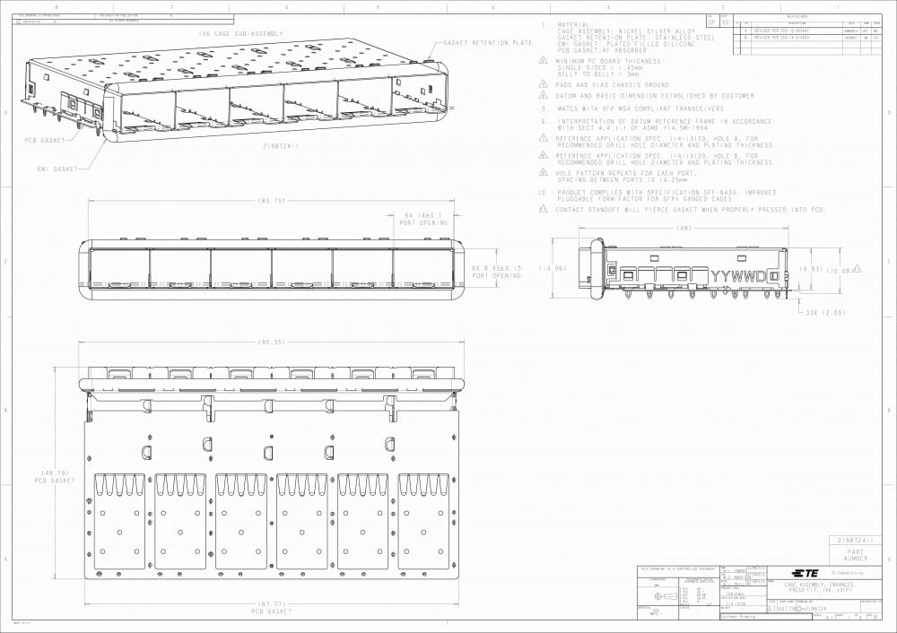 TE Connectivity 2198724-1 drawing page 1