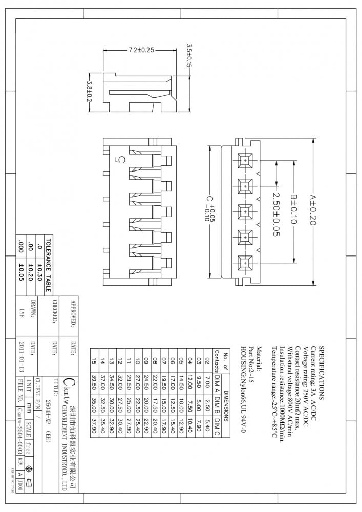Ckmtw 2504H-XP connector specification drawing