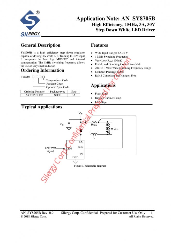 SY8705BFCC datasheet page 1