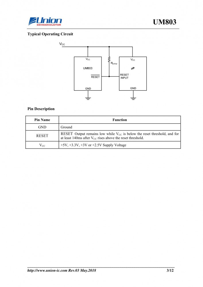 UM803 datasheet page 3