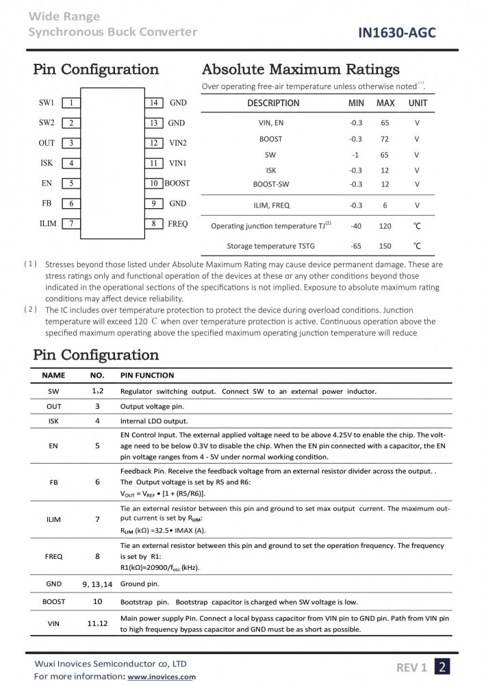 IN1630-AGC datasheet page 2