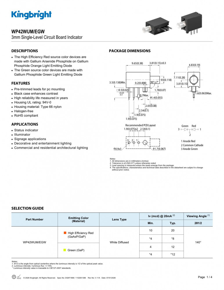 WP42WUM/EGW datasheet page 1