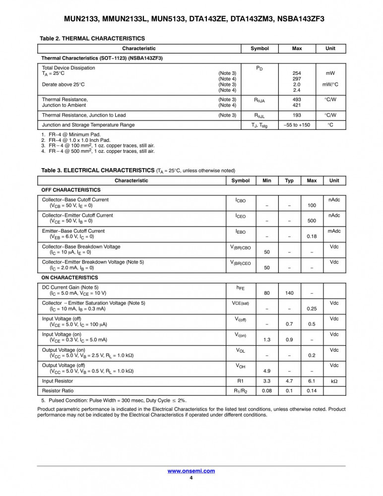 DTA143ZET1G datasheet page 4